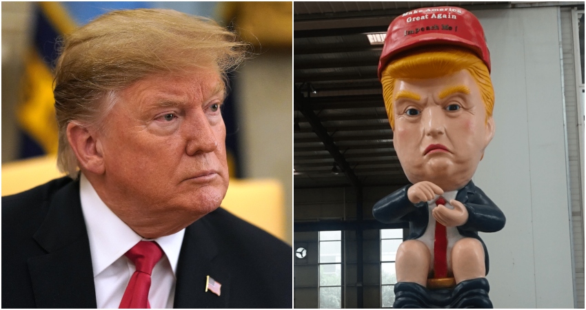 Giant Robot Trump Tweeting On Toilet While Saying Famous Phrases Will ...
