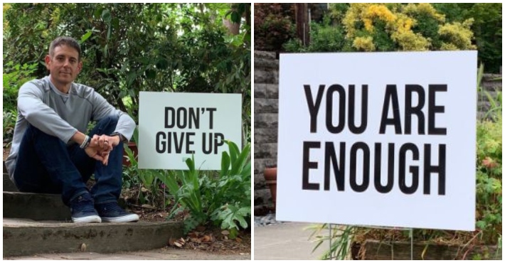 Dad Posts 'Never Give Up' Signs Around Town To Try Lower Suicide Rates