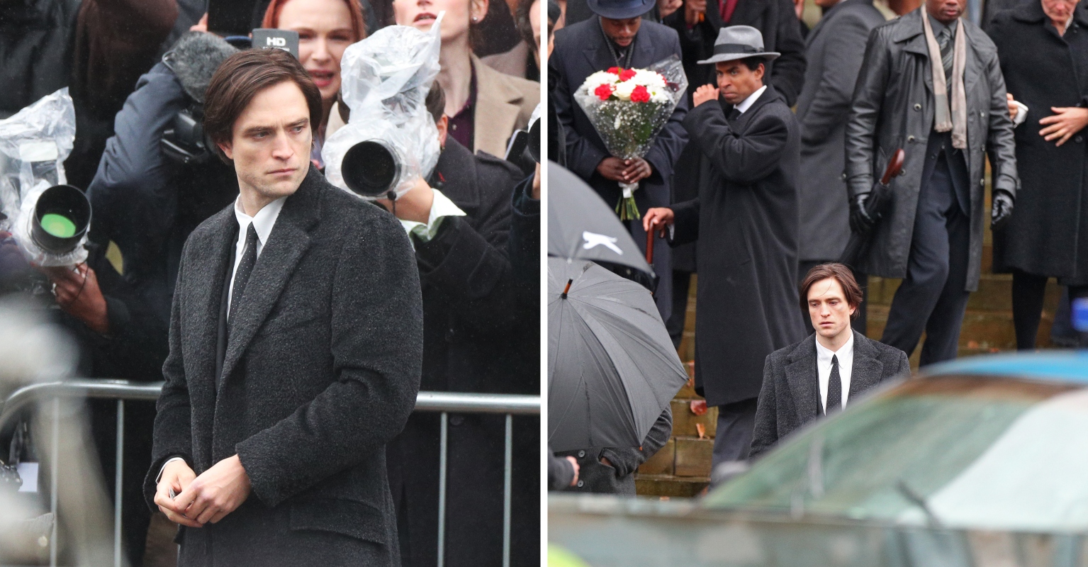 Robert Pattinson Pictured Filming Funeral Scene For 'The Batman'