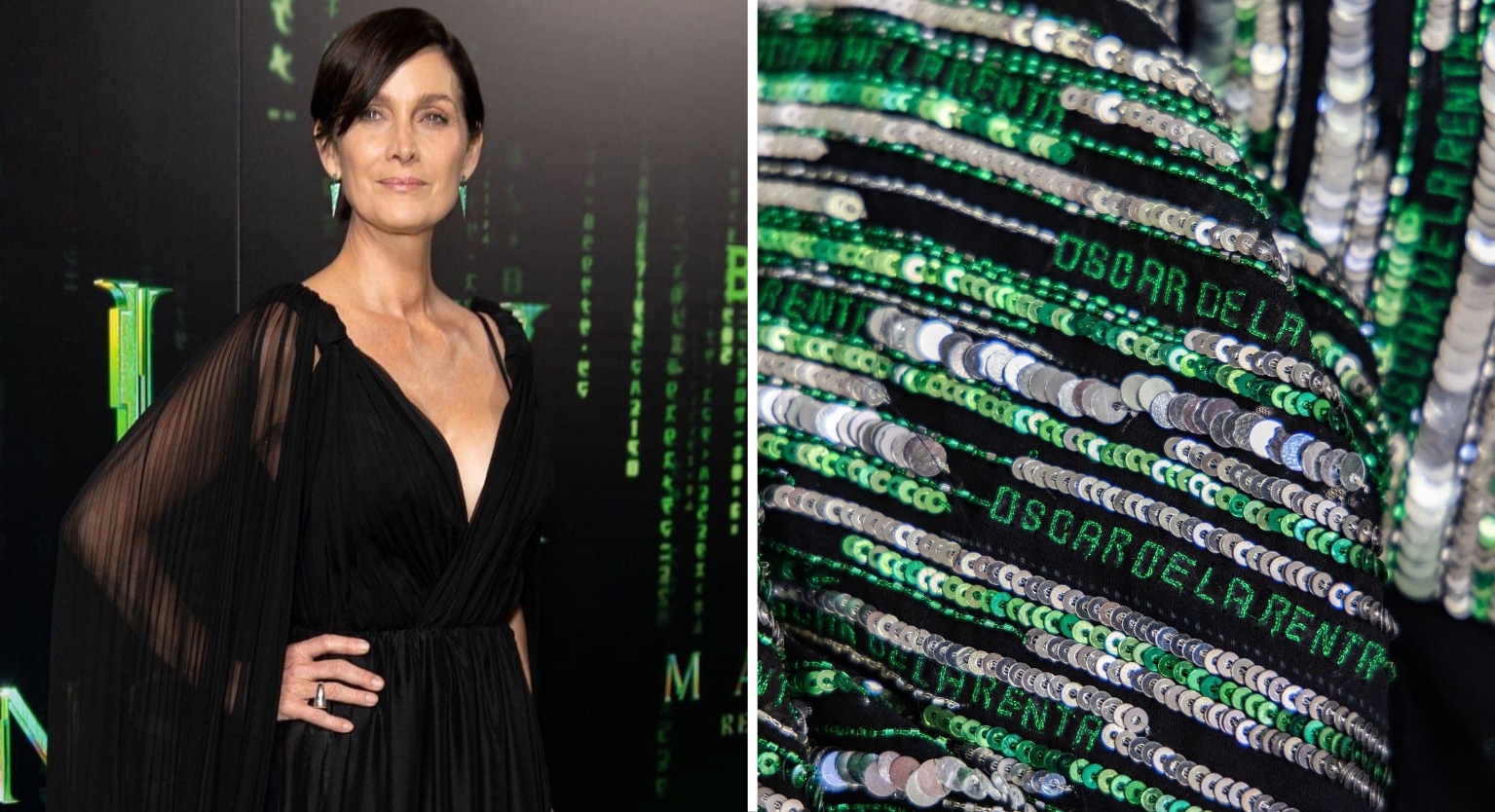 Carrie-Anne Moss Wows Fans With Impressive Matrix Code Red Carpet Dress ...