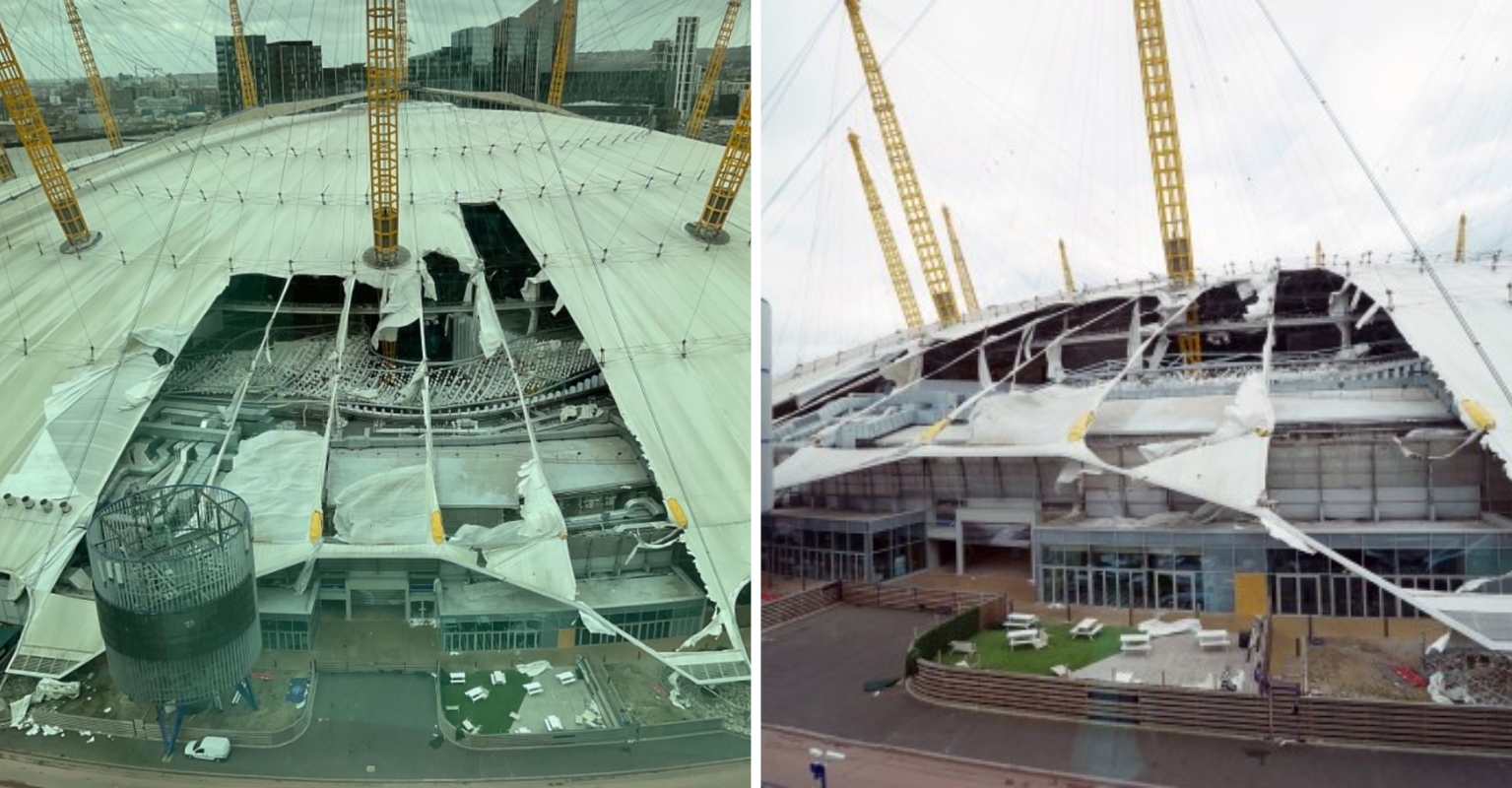 Storm Eunice: Roof Of London's O2 Is Ripped Open As Winds Continue To ...
