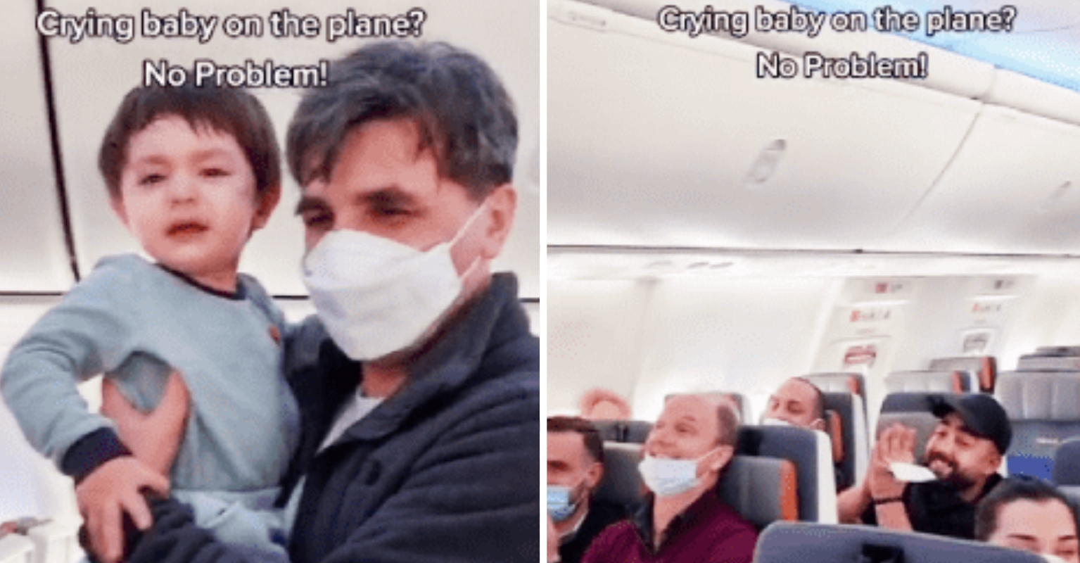 Entire Plane Sings 'Baby Shark' To Calm Down Crying Child In Adorable Video