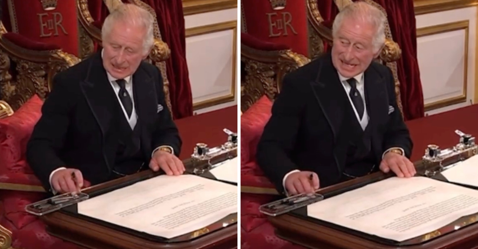 Moment King Charles III Frantically Motions For Pens To Be Removed As ...