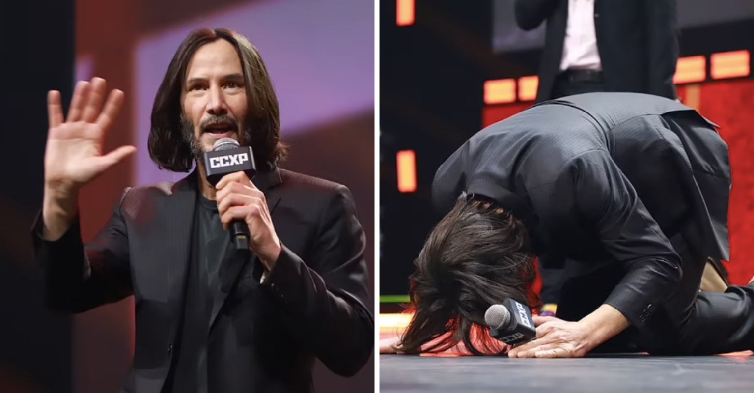 Keanu Reeves Kneels On Stage As Adoring Fans Refuse To Stop Standing ...