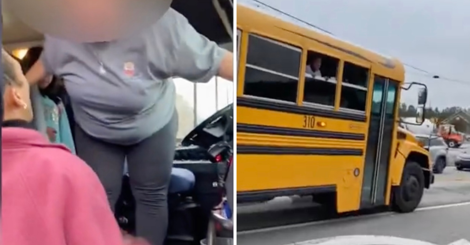 Screaming Kids Climb Out Of School Bus Windows After Driver Speeds Away ...