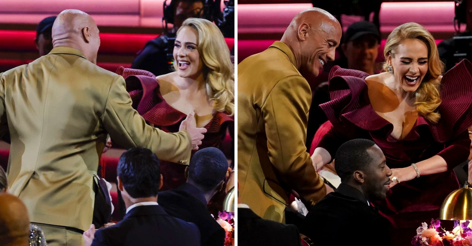 Adele's Reaction To Finally Meeting Dwayne 'The Rock' Johnson Is Stealing Hearts