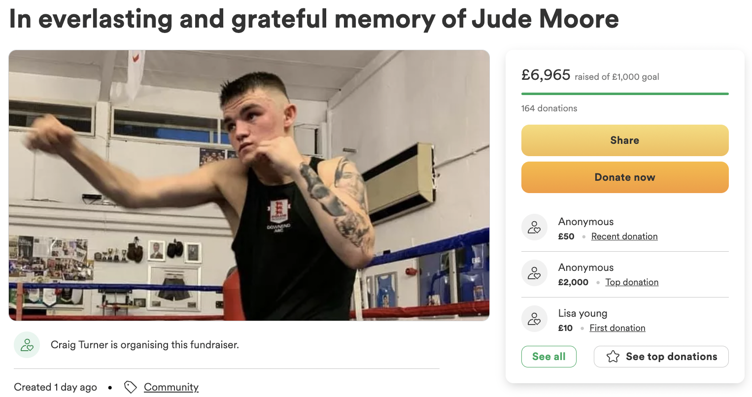 Rising Boxing Star Jude Moore Dies Aged 19 As Tributes Pour In For ...