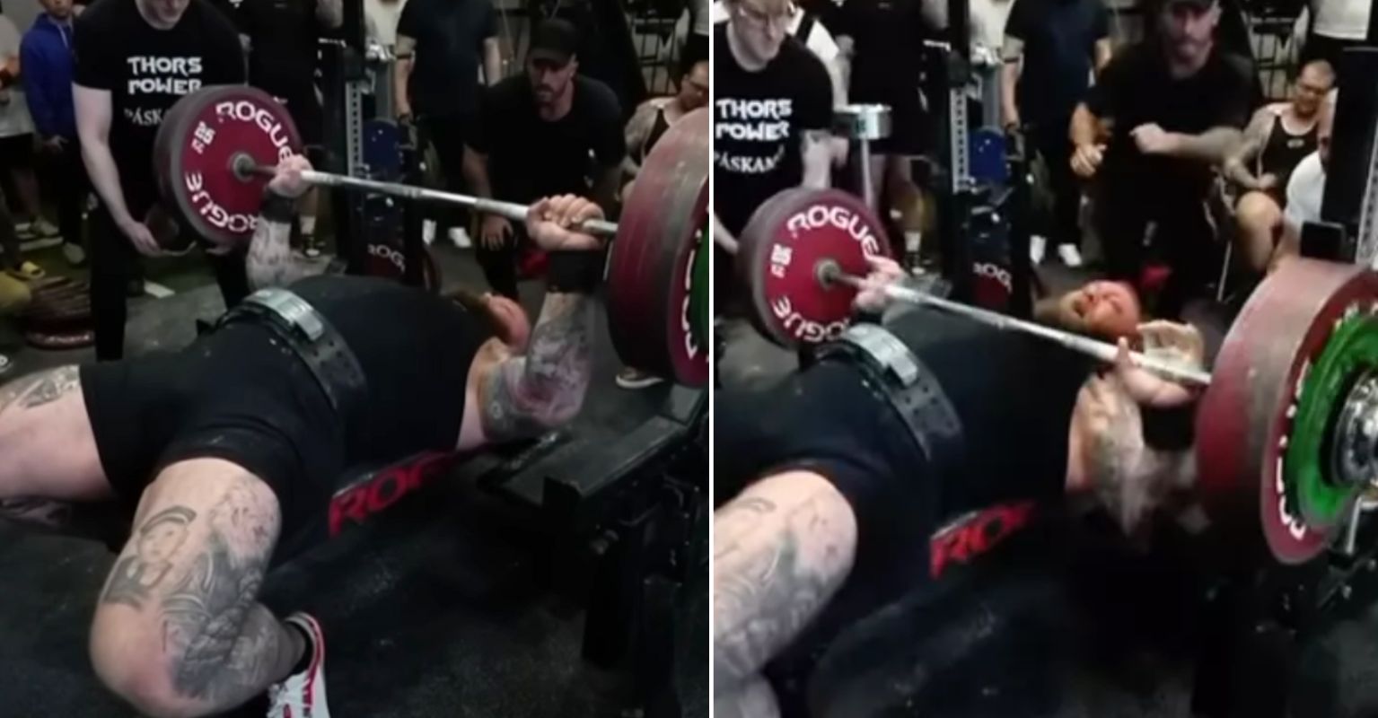 'The Mountain' Screams In Agony As He Tears Pec During 252kg Bench Press