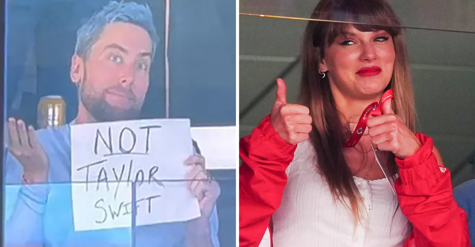 NSYNC's Lance Bass Trolls The NFL With 'Not Taylor Swift' Sign During Game